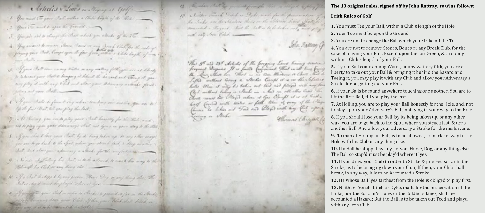 Scotland - The Home of Golf : could 7th March 1744 be the date?